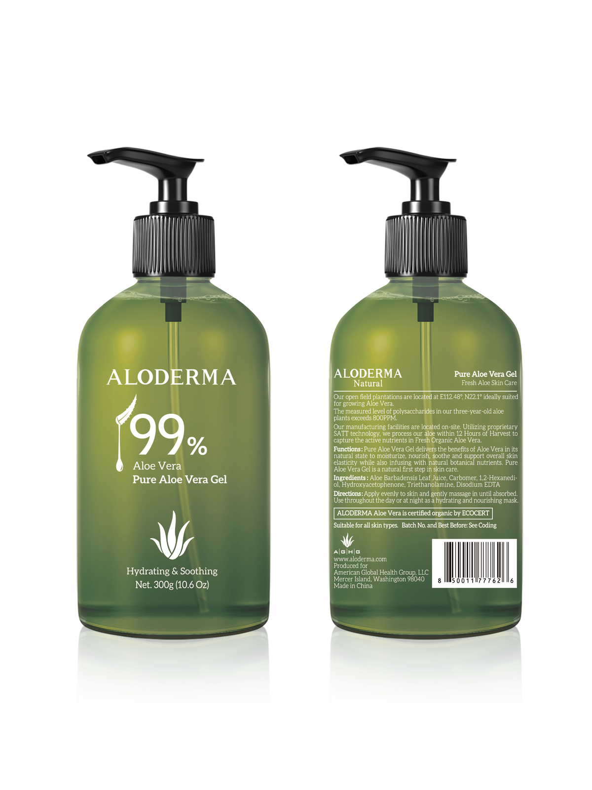 ALODERMA Pure Aloe Vera Gel 300g - AloeCure